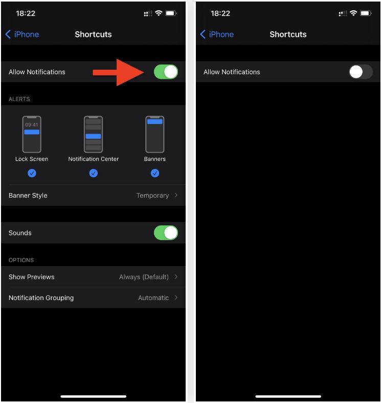 Prevent shortcut notifications from appearing when the shortcut is ...